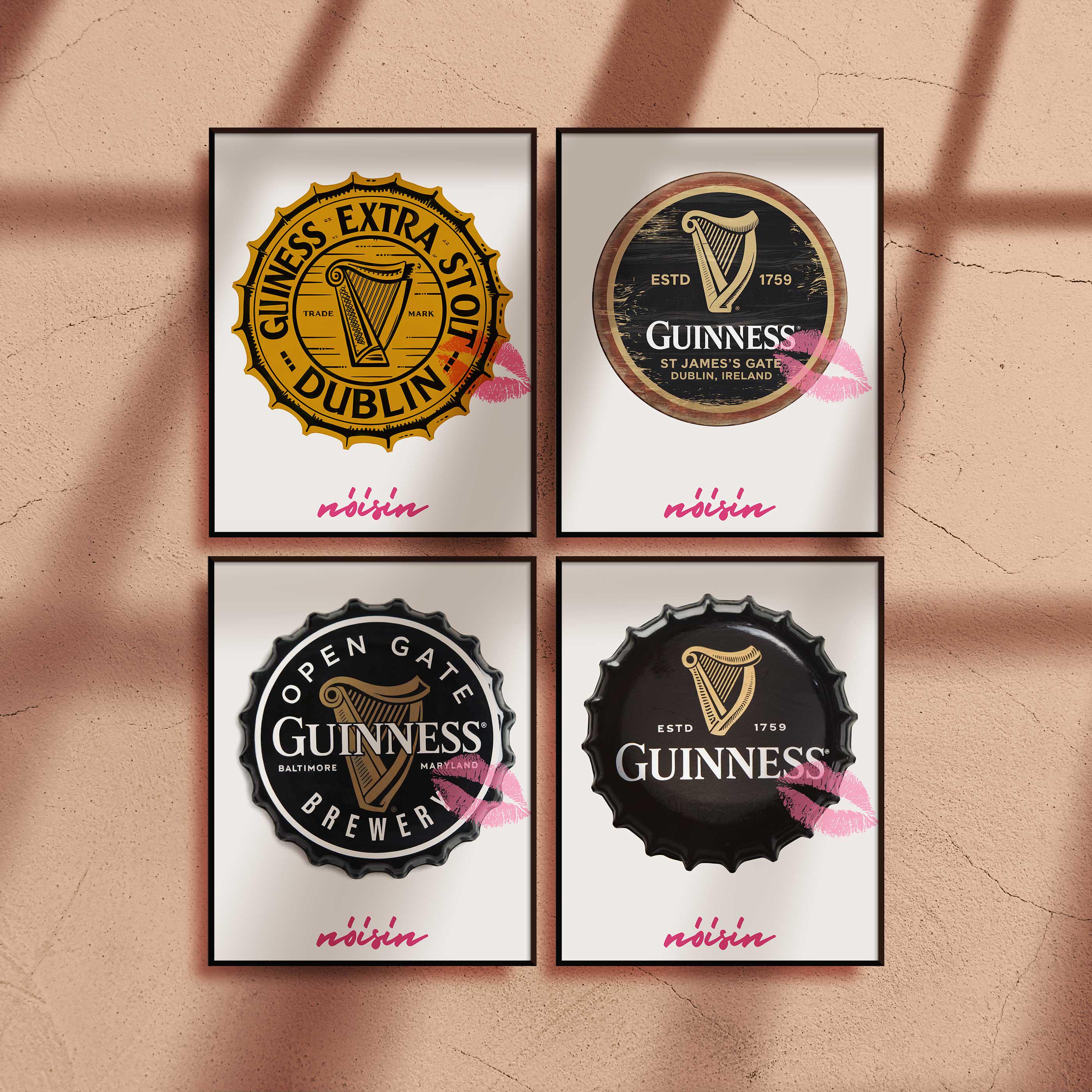 Set of 4 | Guinness Wall Art | Print of Guinness | Throwback Home Decor ...