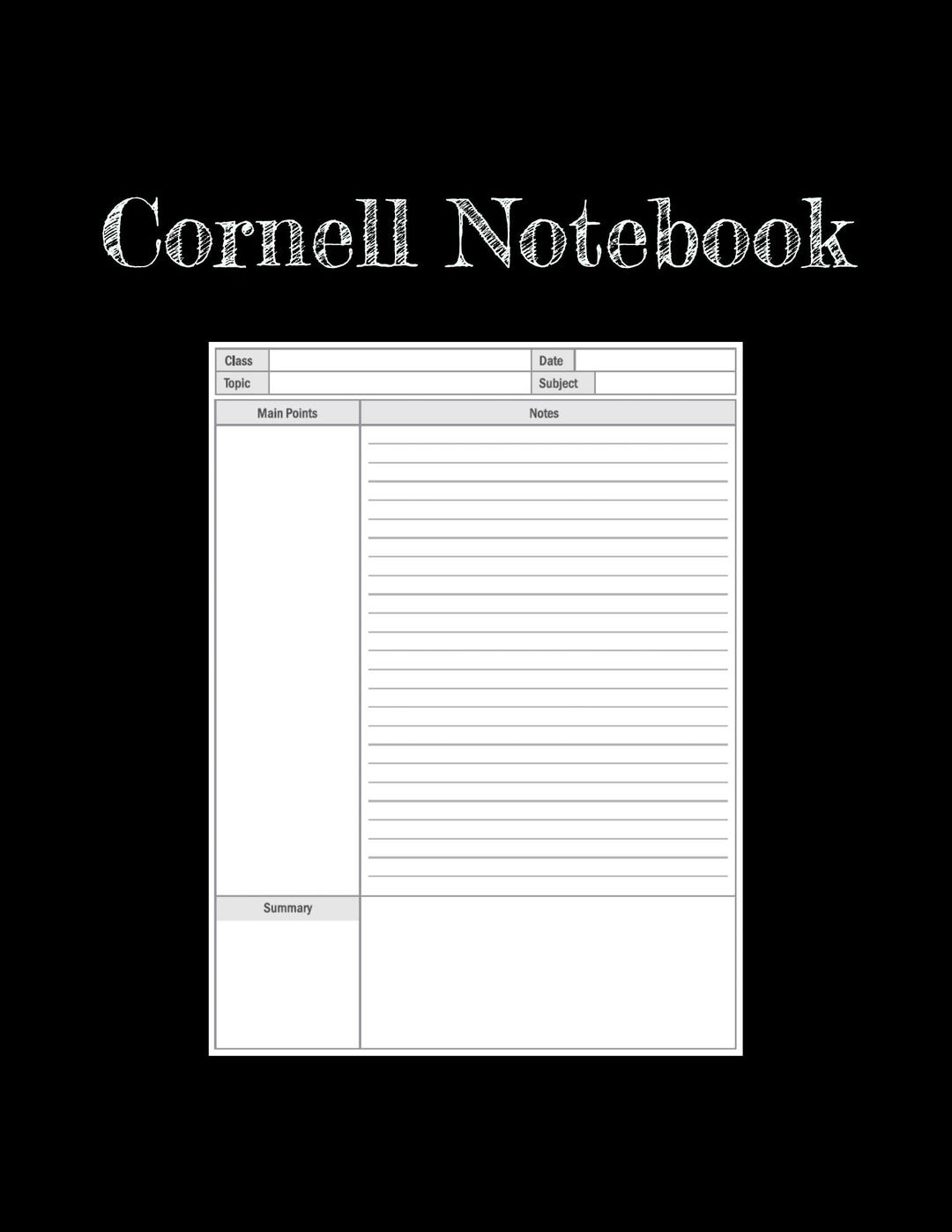 Cornell Notes Printable PDF Student Note-taking Template Study ...