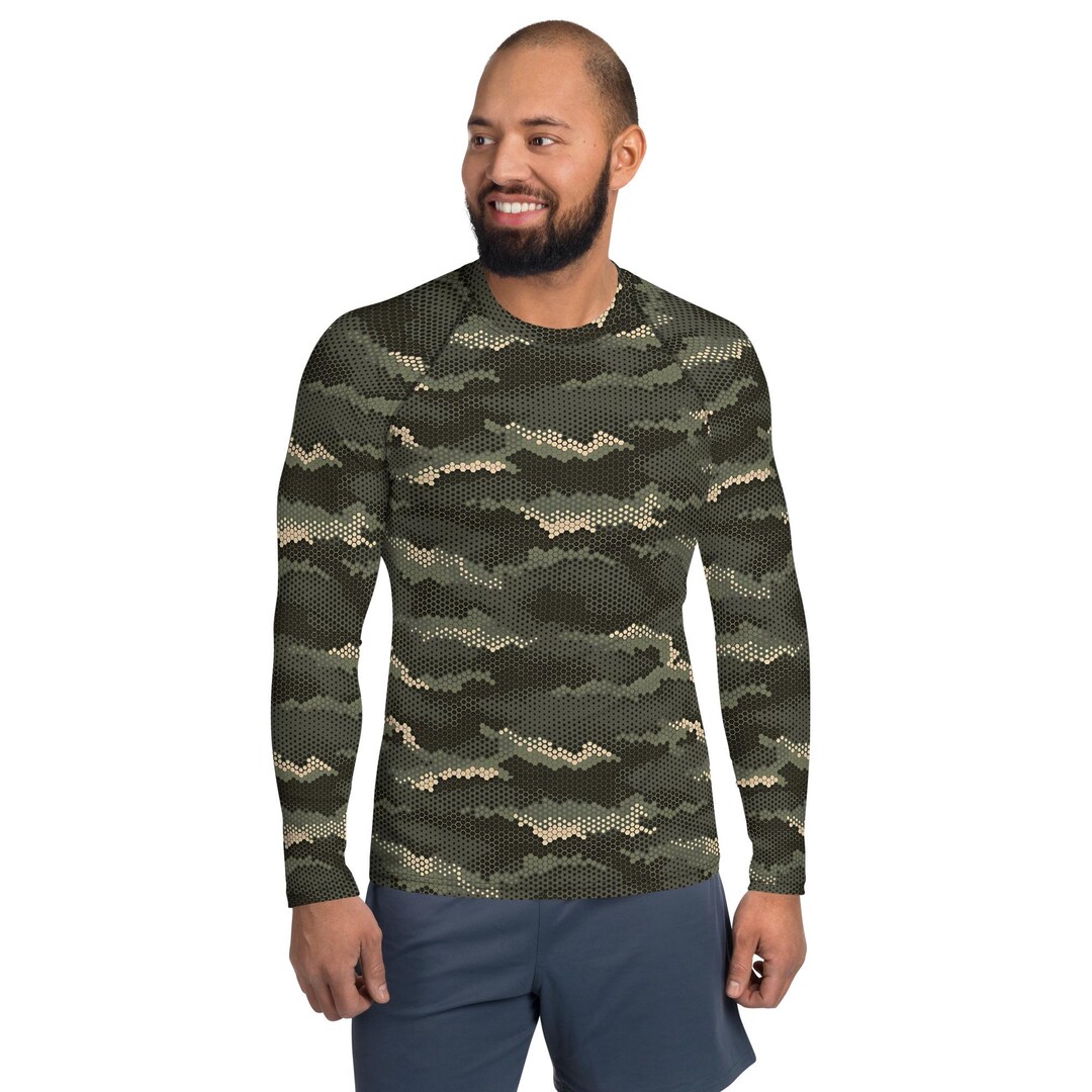 Hex Camo Rash Guard, Camo Rash Guard for Men, BJJ Rash Guard, Jiu Jitsu ...