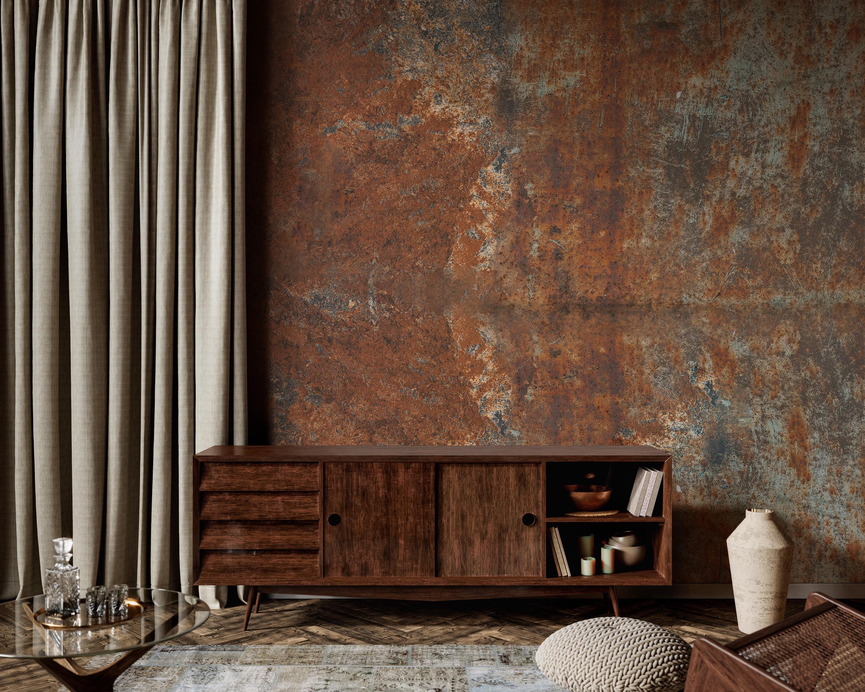 Rusty Metal Wallpaper, Rust Wall Mural,brown Metal Wall Decor,peel and ...