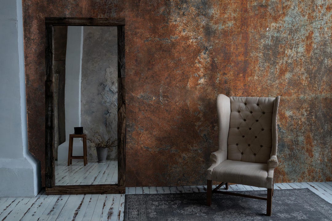 Rusty Metal Wallpaper, Rust Wall Mural,brown Metal Wall Decor,peel and ...