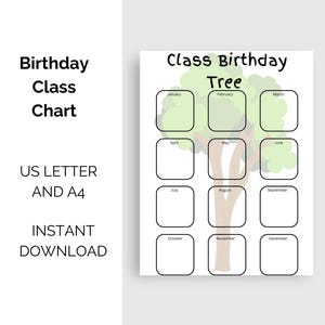 Classroom Birthday Printable Chart, Classroom Birthday Chart, Our Class ...