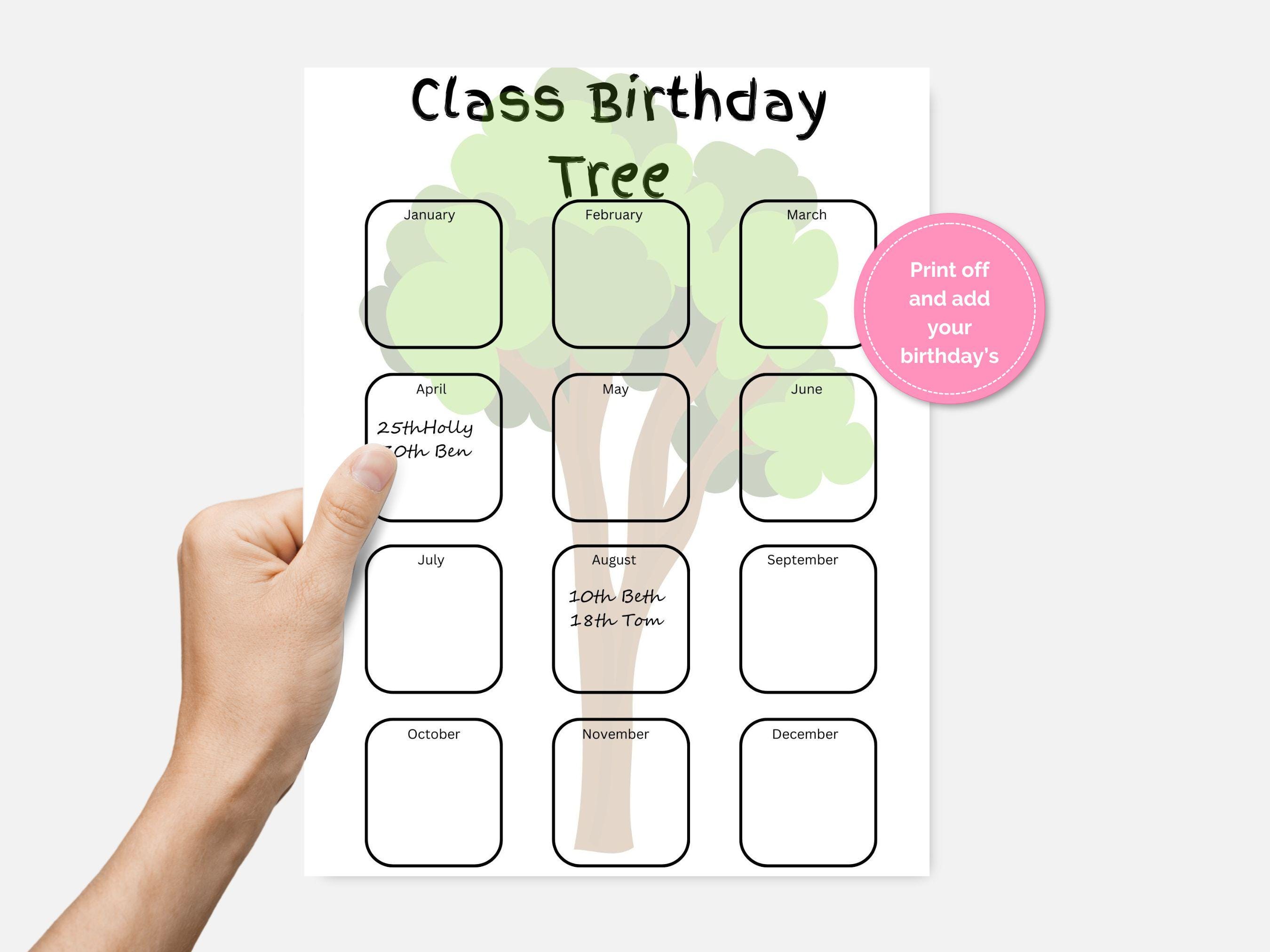 Classroom Birthday Printable Chart, Classroom Birthday Chart, Our Class ...
