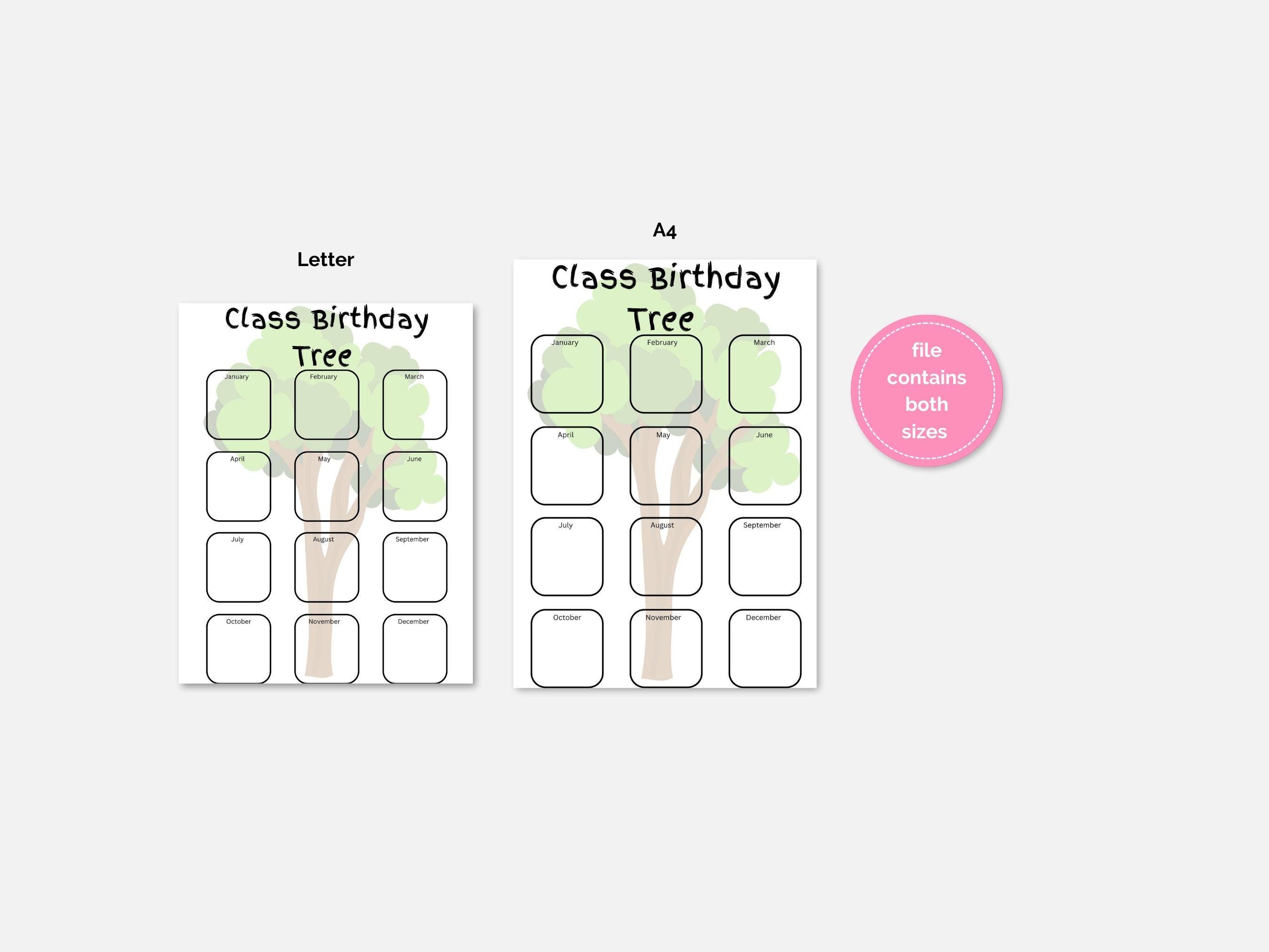 Classroom Birthday Printable Chart, Classroom Birthday Chart, Our Class ...