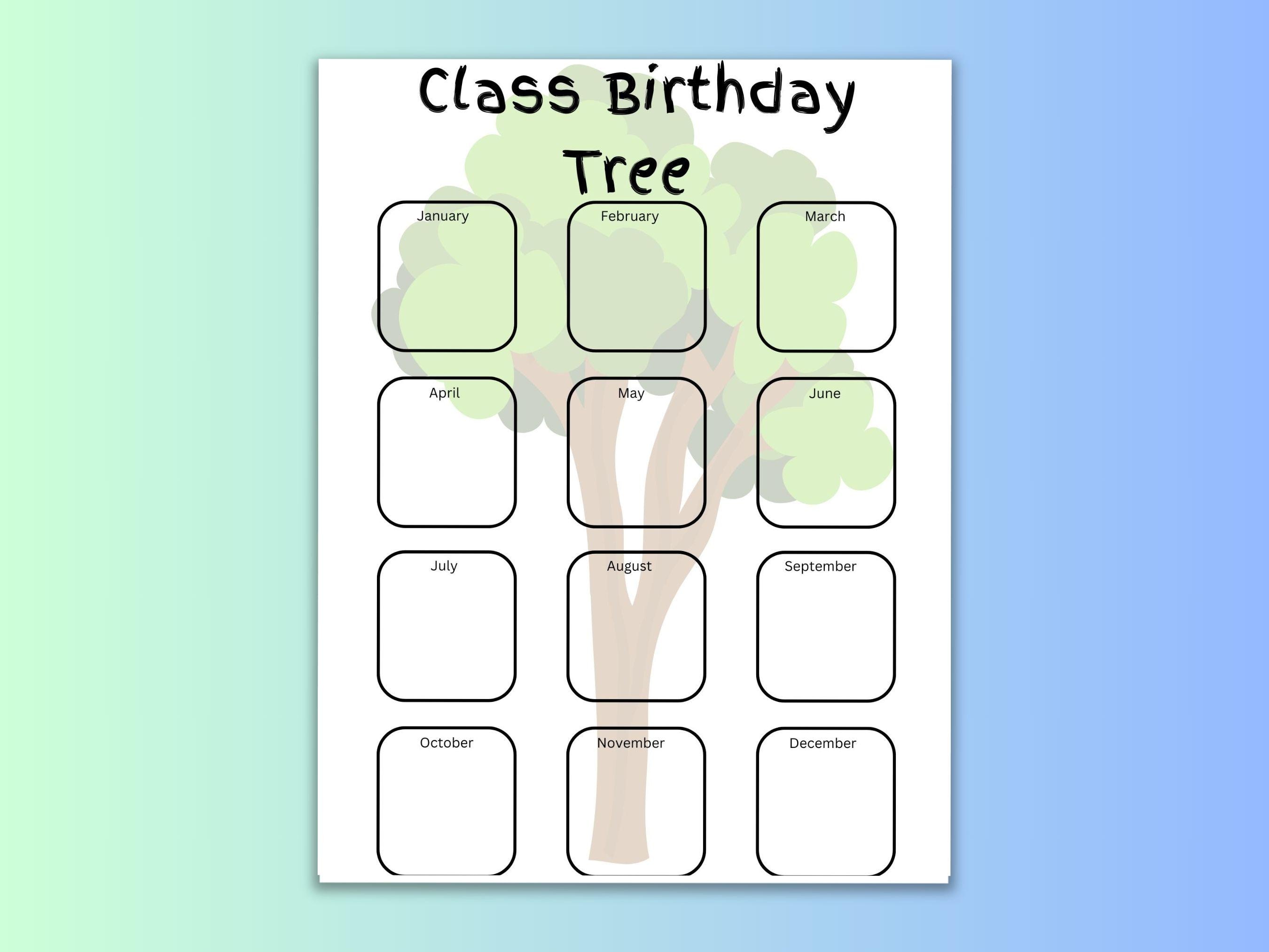 Classroom Birthday Printable Chart, Classroom Birthday Chart, Our Class ...