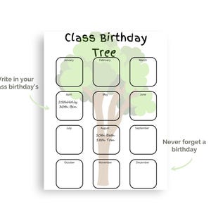 Classroom Birthday Printable Chart, Classroom Birthday Chart, Our Class ...