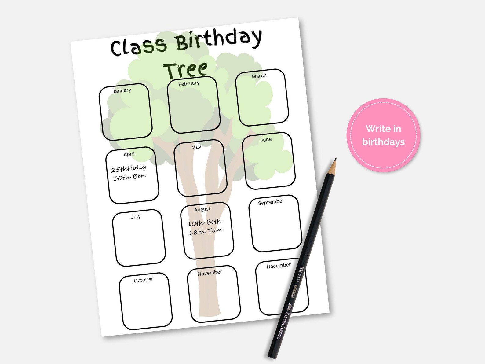 Classroom Birthday Printable Chart, Classroom Birthday Chart, Our Class ...