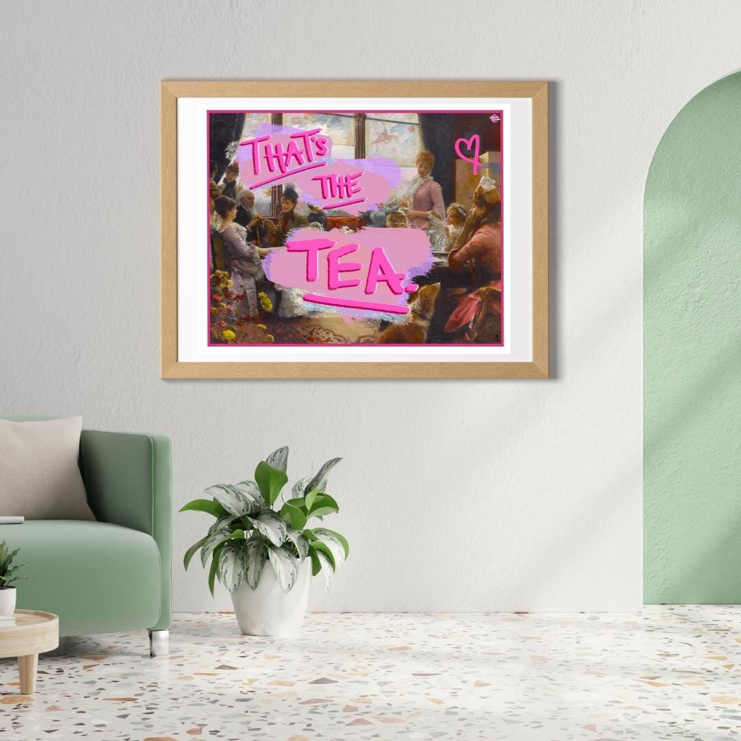 Vintage 'tea Party' Pink Digital Art Print Classic Painting Style ...
