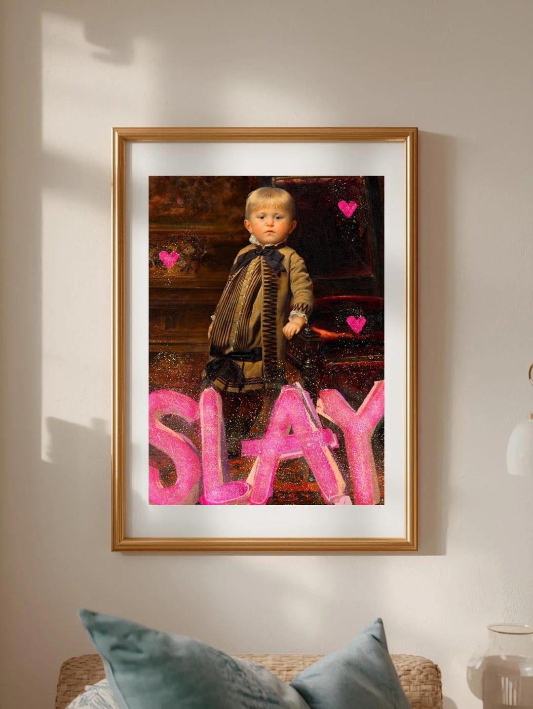Funny Victorian 'SLAY' Poster: Whimsy Pink Hearts Art Print - Etsy