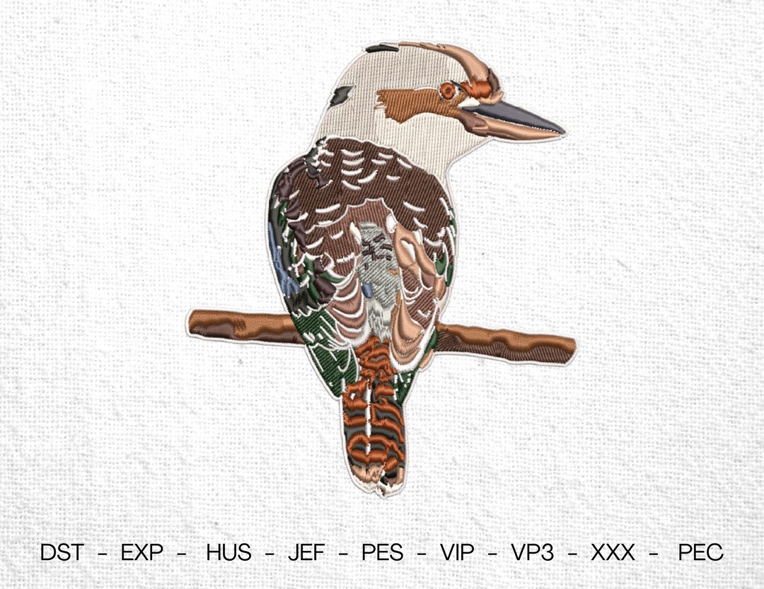 Kookaburra Machine Embroidery Design - 9 Sizes - Bird Embroidery ...