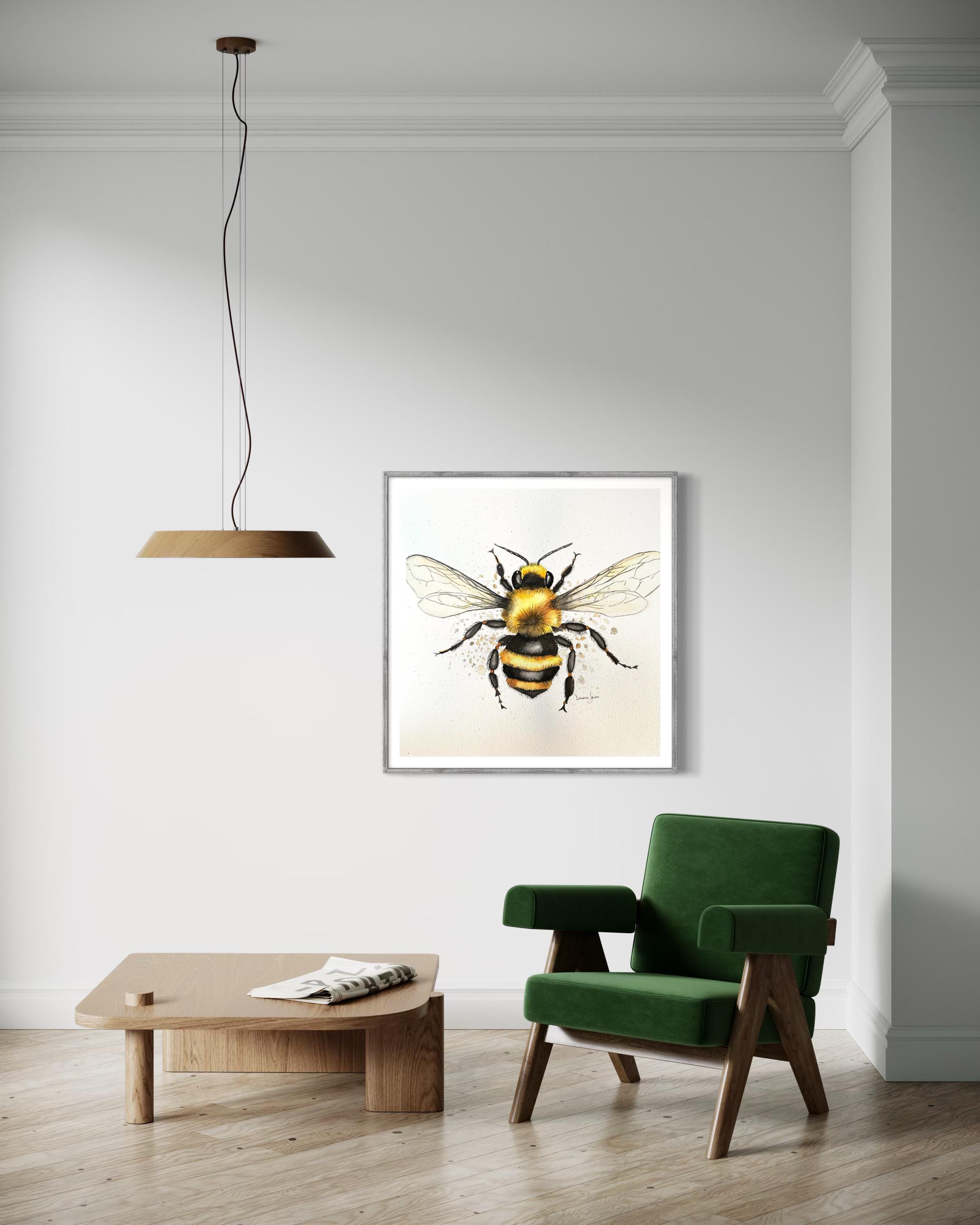 Bumble Bee Watercolor Painting, Digital Art to Download. - Etsy