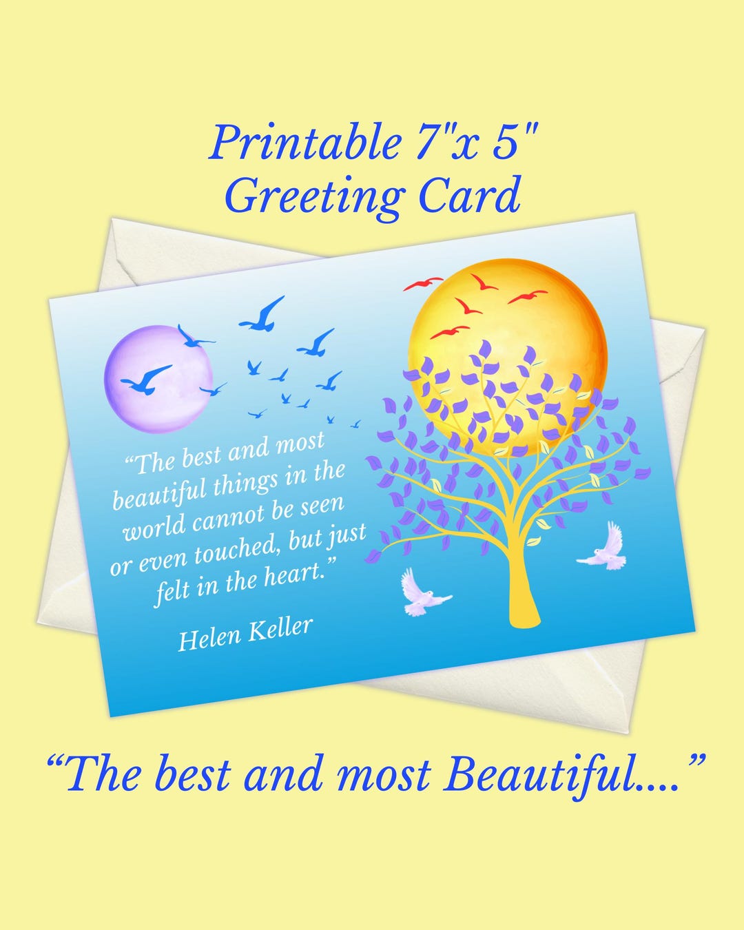 7x5 Inspirational Greeting Card, Helen Keller Quote (digital Download ...
