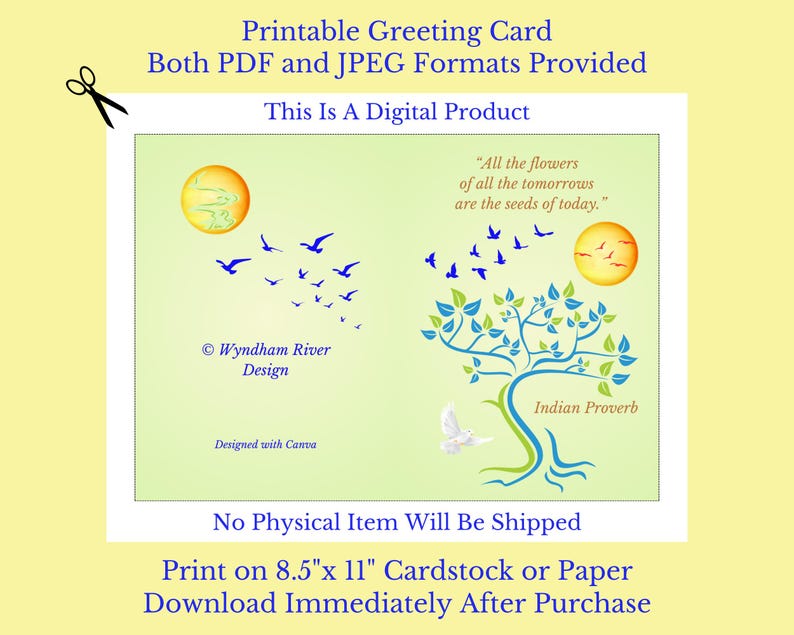 Digital Download Greeting, Writing Card, Stationery, All Occasion Card ...