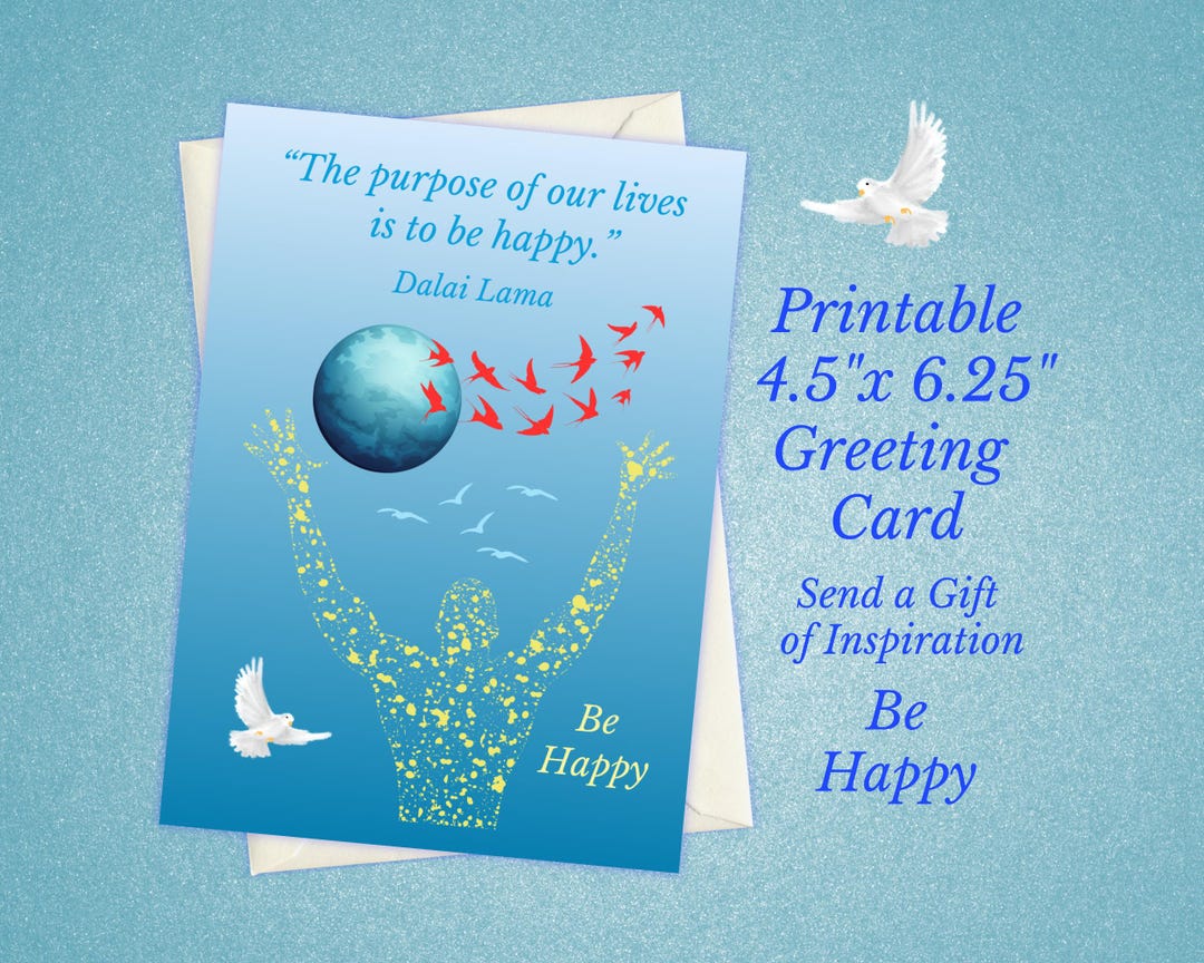 Be Happy, Inspirational Greeting Card, Printable Stationery ...