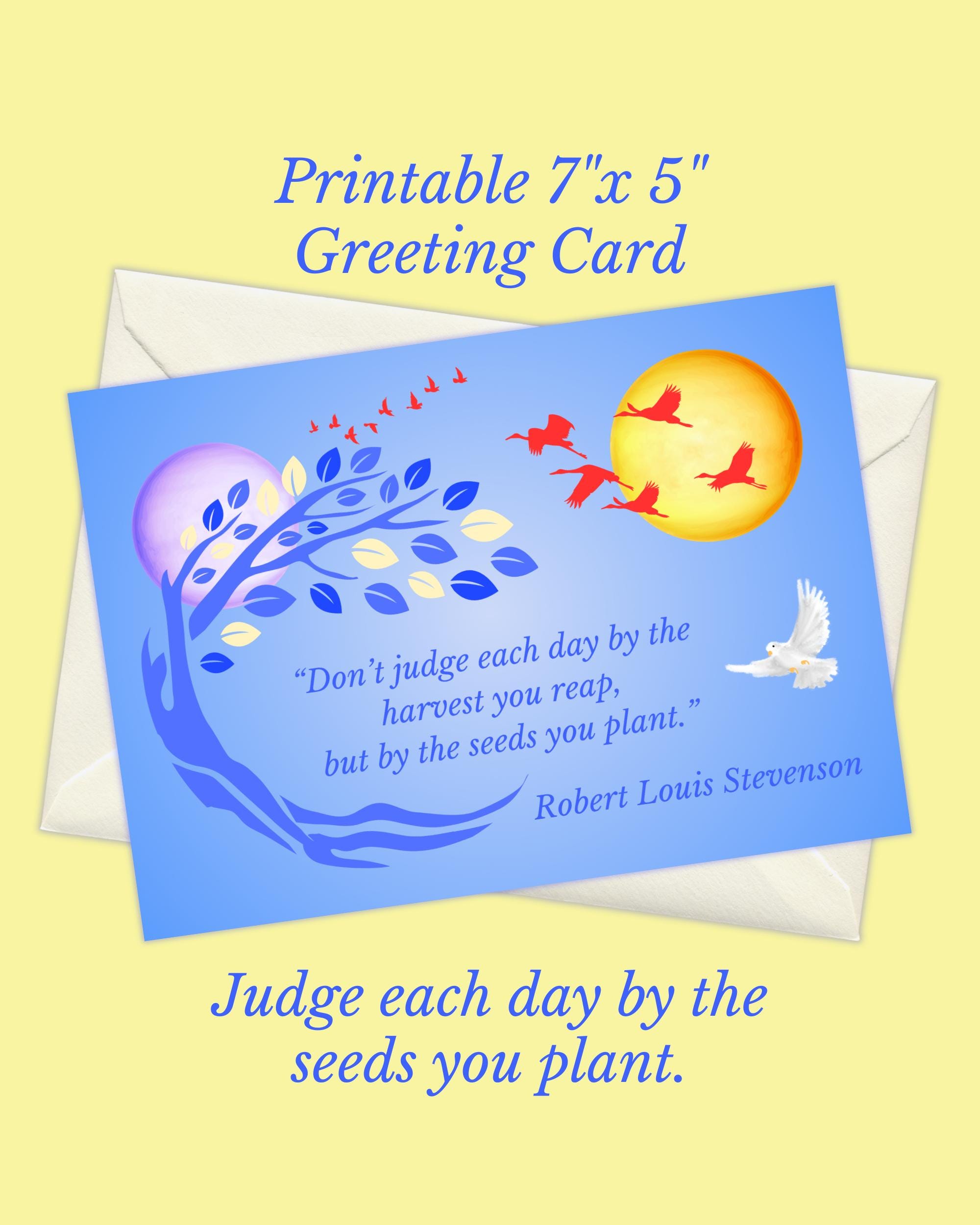Inspirational Greeting Card, Printable Stationery, 7x5, (digital ...