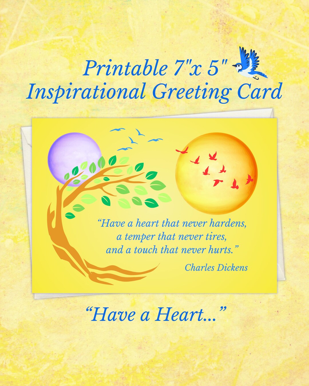 Inspirational Greeting Card, Charles Dickens Quote 7x5 (digital ...