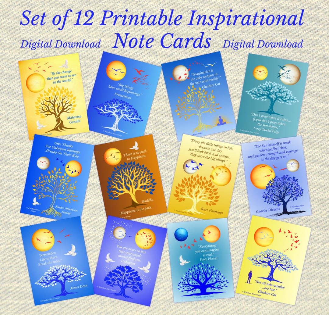 Encouragement Cards, Positive Life Quotes, 12 Printable 4"x 5.25 ...