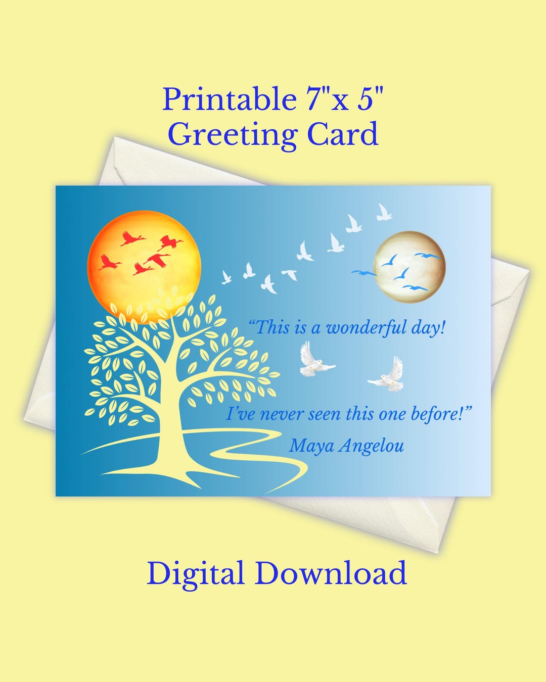 Inspirational Note Card, Digital Download, Printable Greeting, Writing ...