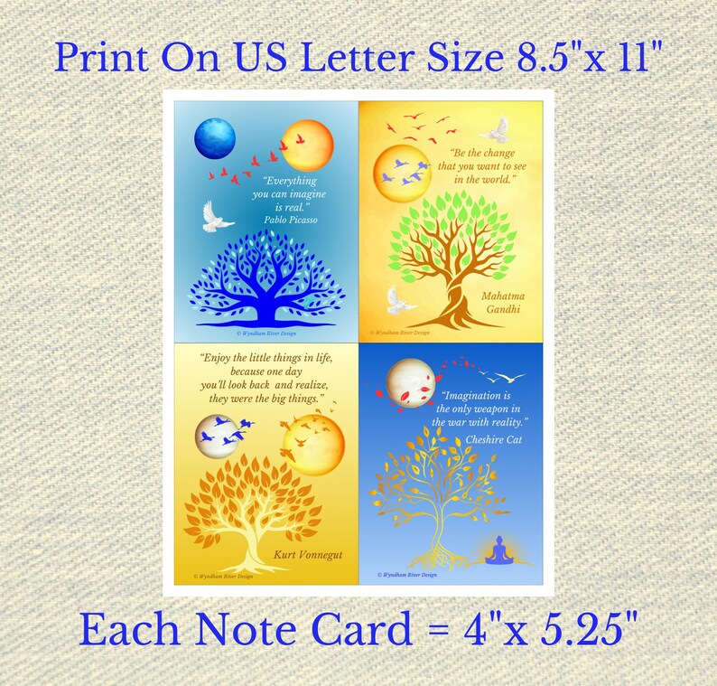 Inspirational Note Cards, Encouragement Cards, Set of 12, Printable ...