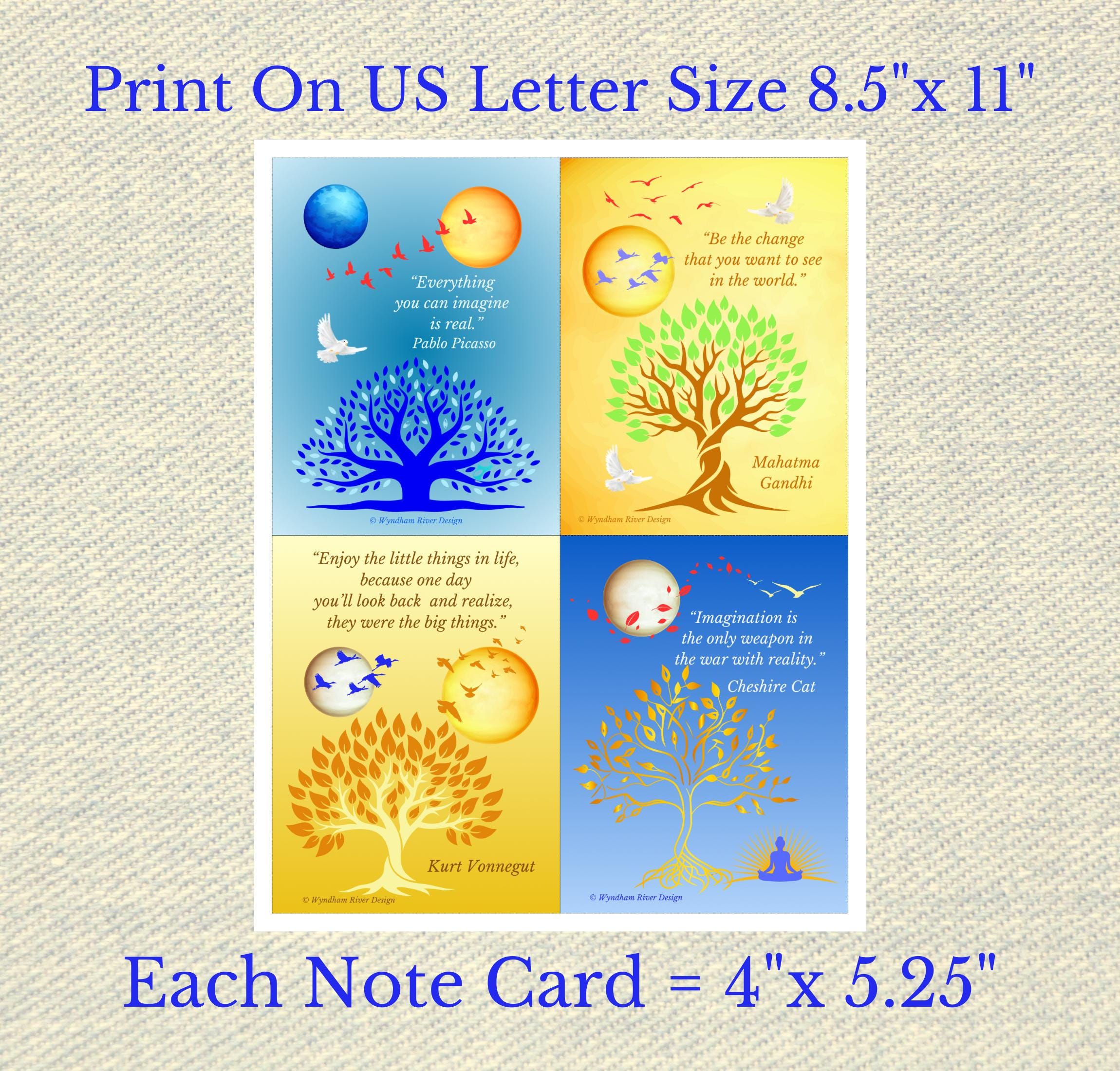 Inspirational Note Cards, Encouragement Cards, Set of 12, Printable ...