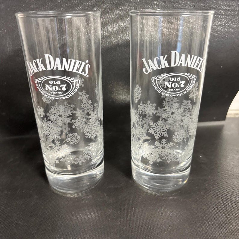 Jack Daniel's Old No. 7 Drinking Glass Holiday Whiskey Frost Snowflakes Set of 2 - Etsy