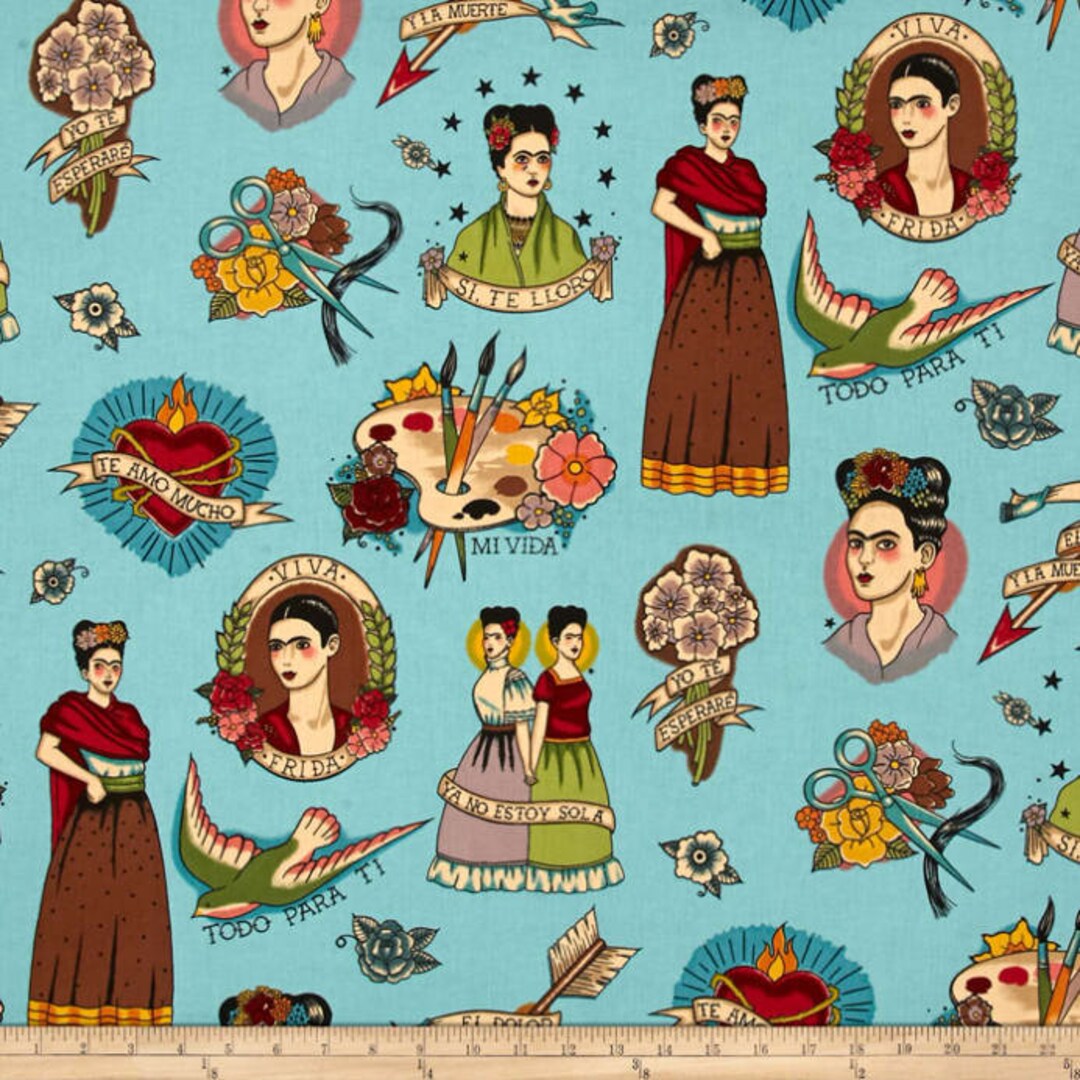 Frida Folklorica Fabric Todo Para Ti Alexander Henry Fabrics Turquoise ...