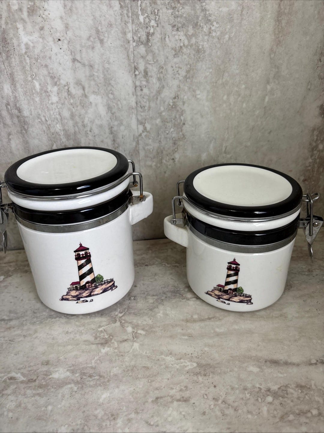 Set of 2 Canister/storage Set- Lighthouse Nautical - Totally Today W ...