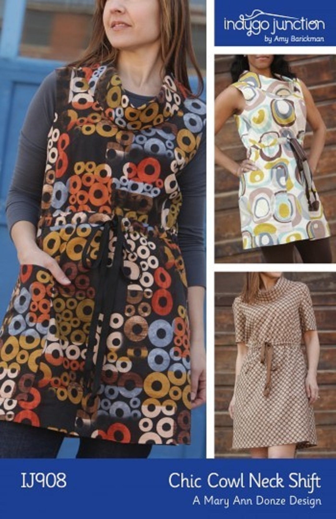 Chic Cowl Neck Shift Dress Sewing Pattern by Indygo Junction IJ908 - Etsy