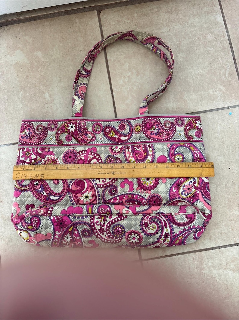 Vera Bradley Paisley Meets Plaid Large Shoulder Tote Bag Pink Floral ...