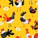 Flannel Chickens and Roosters on Bright Yellow BTY Oasis Fabrics ...