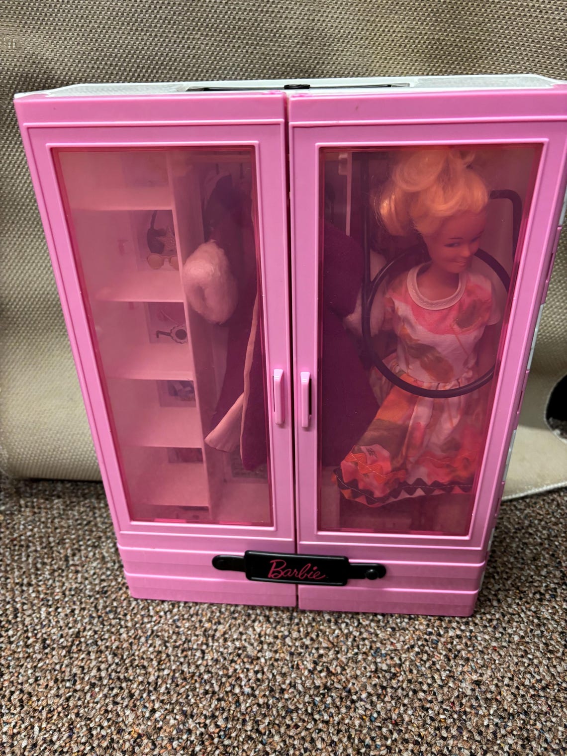 Vintage Barbie Wardrobe Double Door Pink Closet Carrying Case W/ 1966 ...