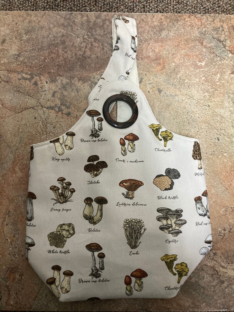 Bindle Bag Project Bag Mushroom Theme on Cream Background - Etsy