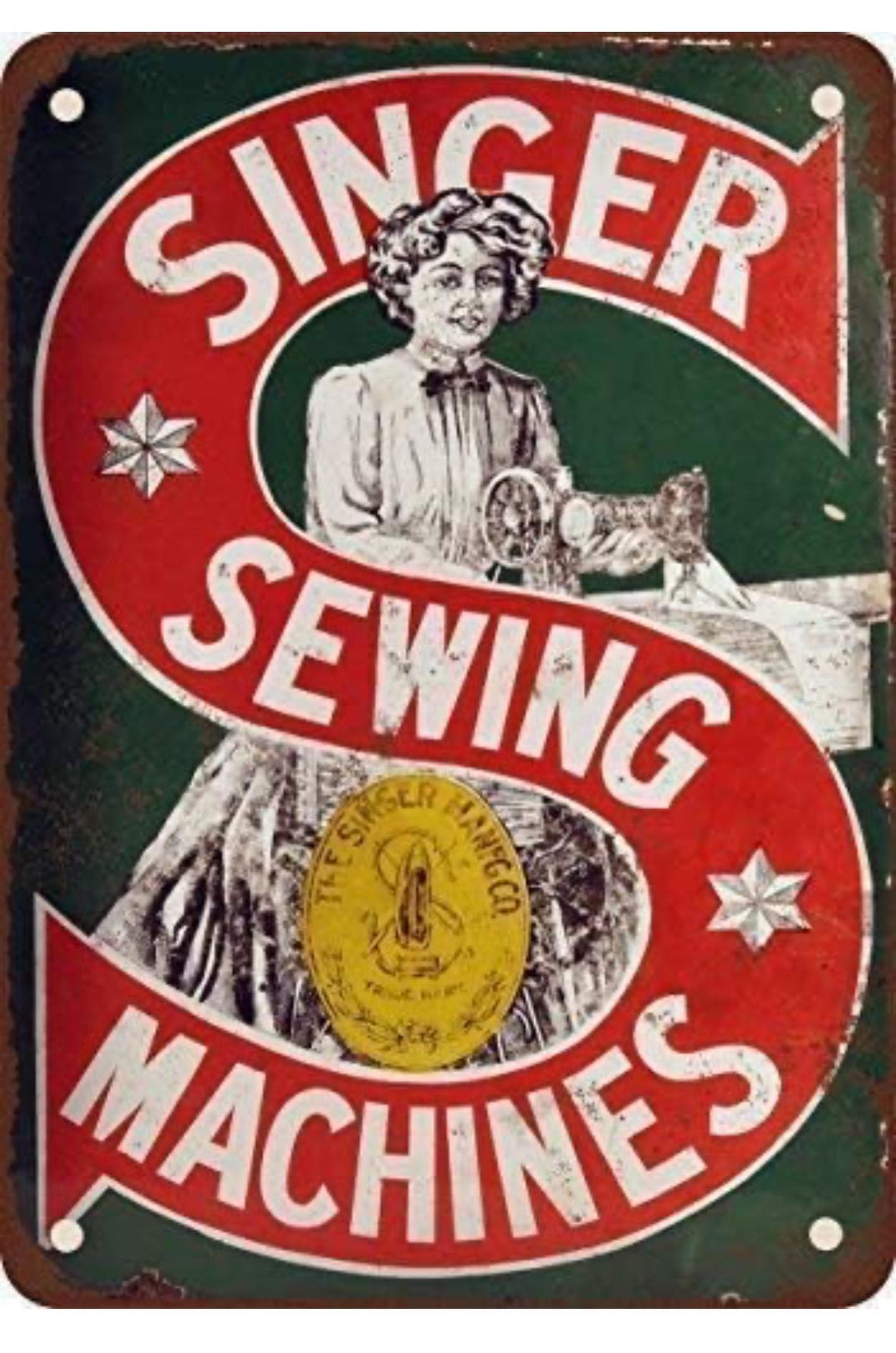 Metal Tin Retro Sign - Singer Sewing Machines Vintage Look Metal Poster ...