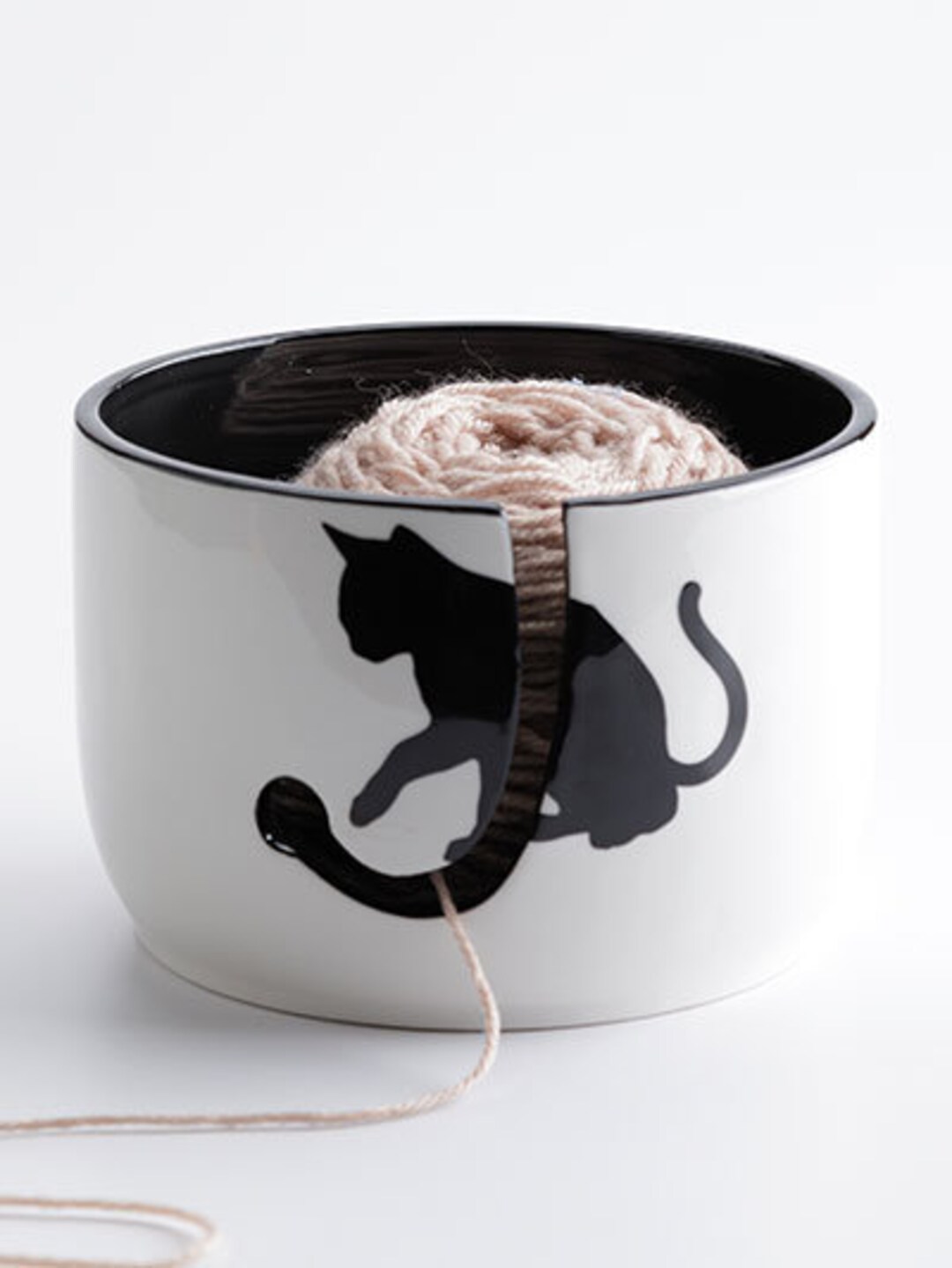 Ceramic Cat Yarn Bowl! 4.5 X 6.5" Great Size- Keeps Yarn Clean ...