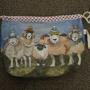 Happy Sheep Wearing Hats! Drawstring Field Project Bag, Tote - Adorable ...