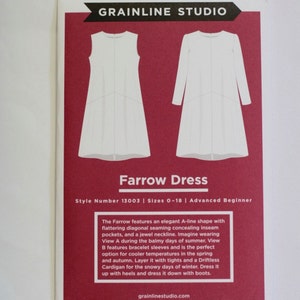 FARROW DRESS by Grainline Studio- Awesome Sewing Pattern- Sizes 0-18 ...