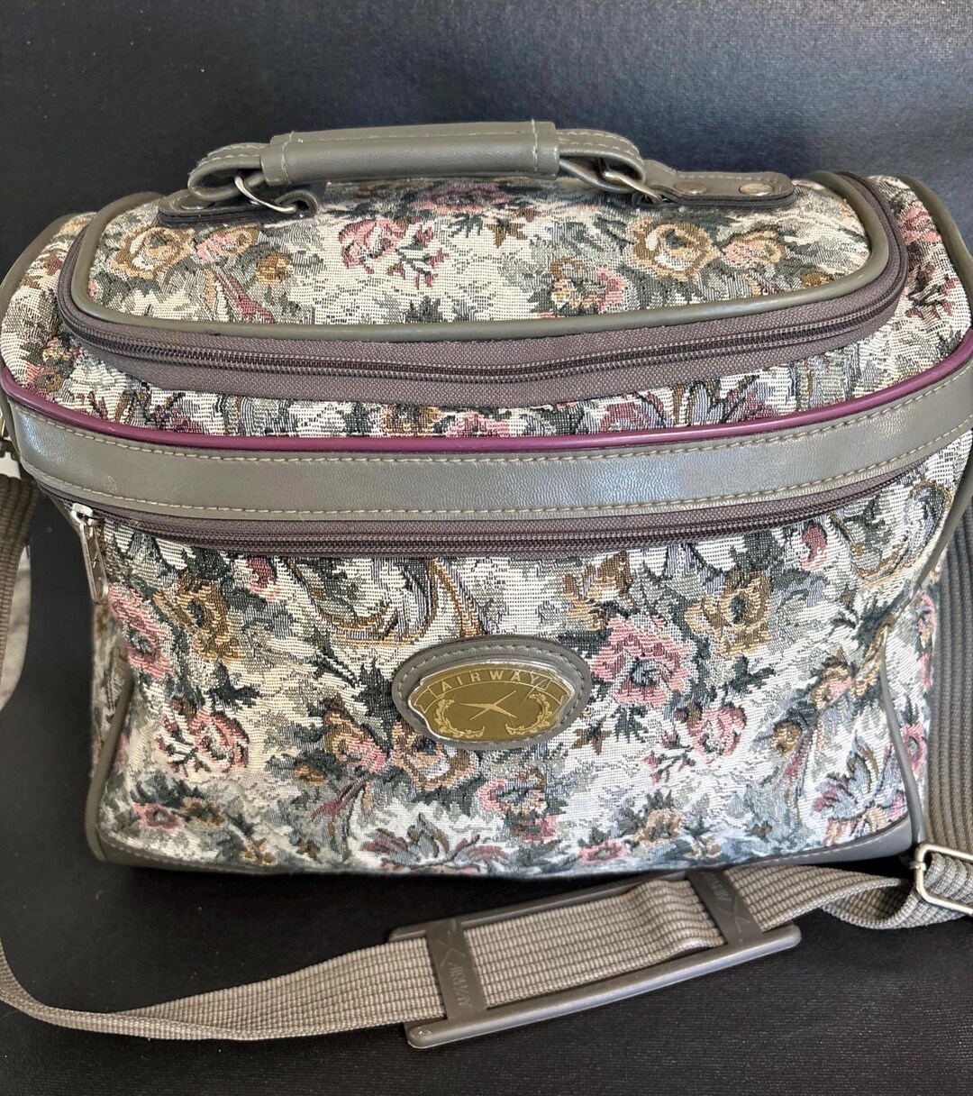 Vintage Airway Carry-on Luggage Suitcase Bag Satchel Tapestry W ...