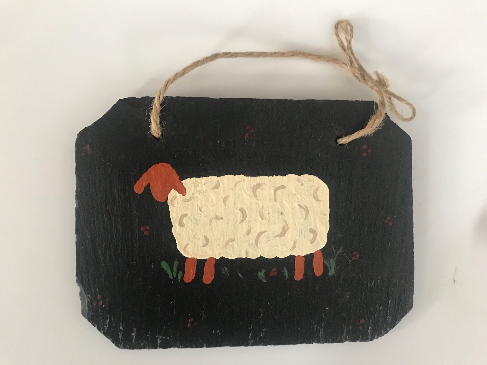 Sheep Art on Slate- Folk Art, Farm, Country, Primative, Sugn, Plaque - Etsy
