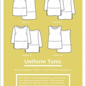 Uniform Tunic Sewing Pattern Size 14-30 by Grainline Studio SEWING ...