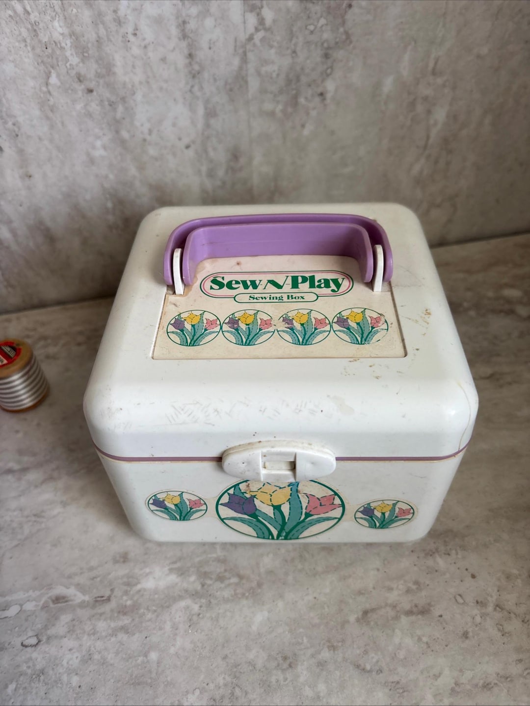 Vintage Sew-n-play Sewing Box for Kids Purple Tray and Handle Tulips ...