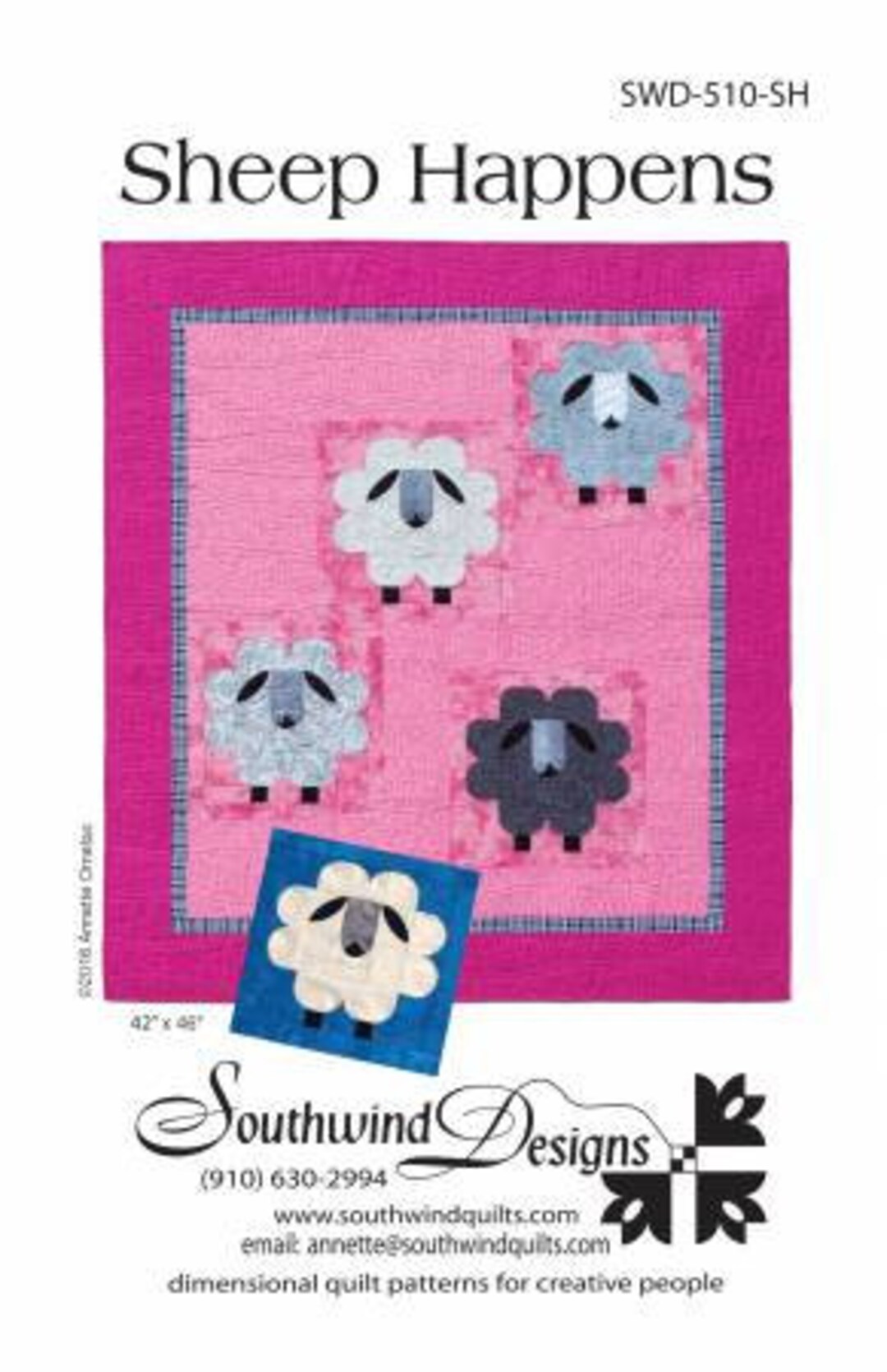 Sheep Happens Quilt Pattern by Southwind Designs SWD-510-SH, 42" X 46 ...