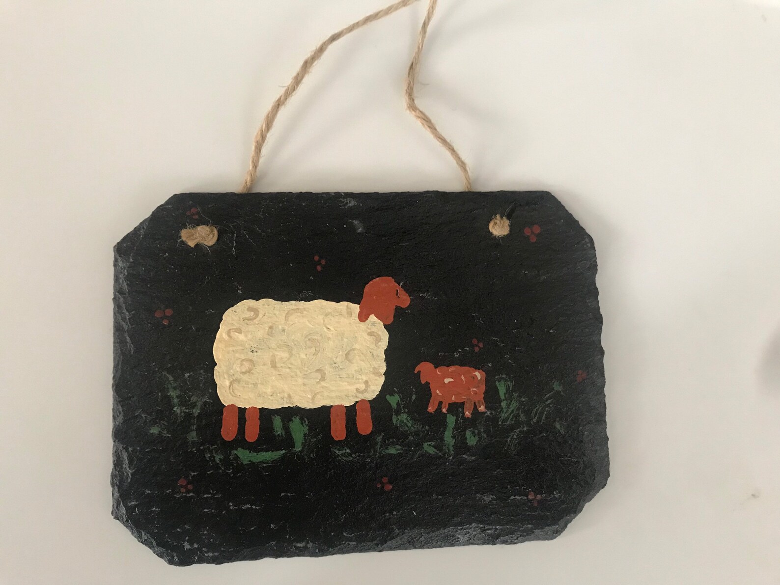Sheep Art on Slate- Folk Art, Farm, Country, Primative, Sugn, Plaque - Etsy