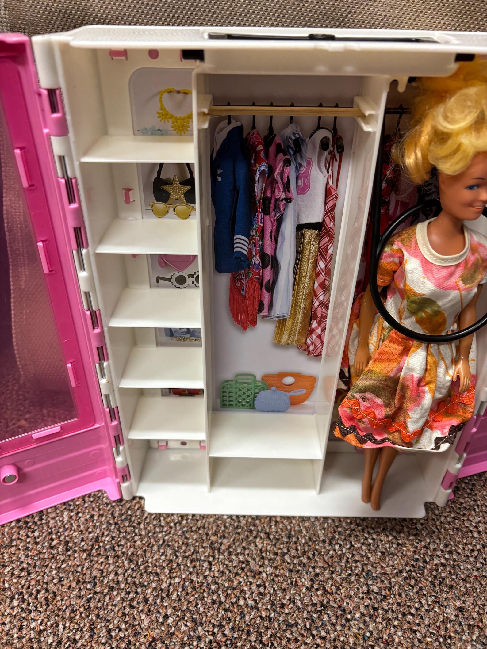 Vintage Barbie Wardrobe Double Door Pink Closet Carrying Case W/ 1966 ...