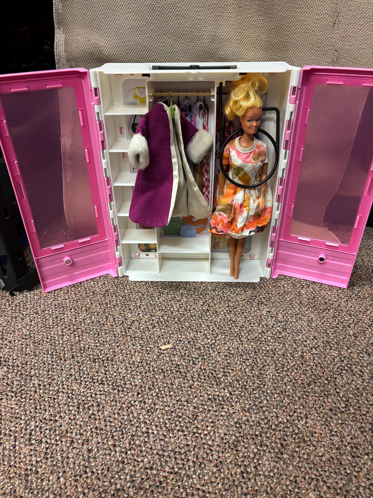 Vintage Barbie Wardrobe Double Door Pink Closet Carrying Case W/ 1966 ...