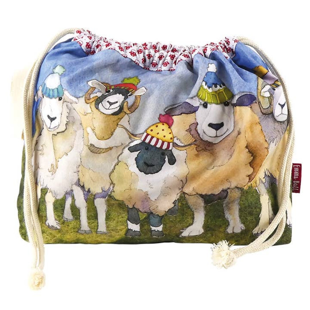 Happy Sheep Wearing Hats! Drawstring Field Project Bag, Tote - Adorable ...