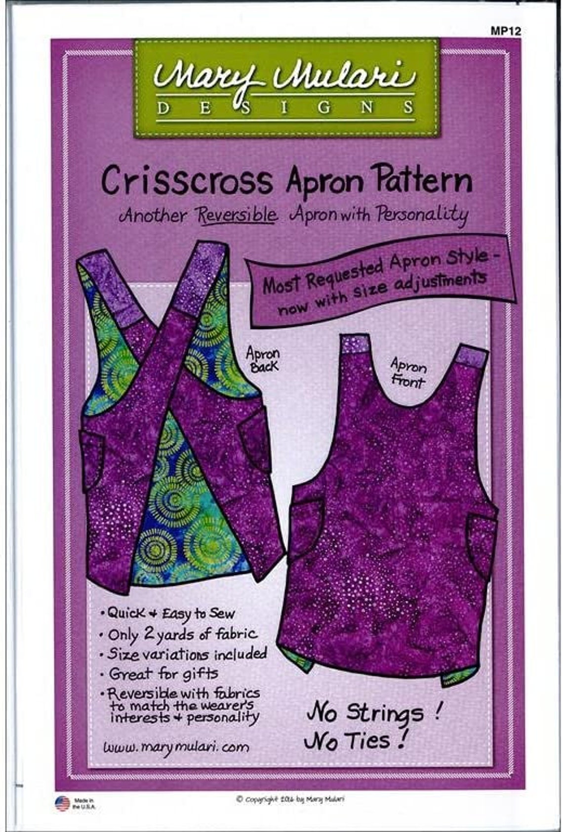 Mary's Productions Mary Mulari Crisscross Apron Pattern, Original ...