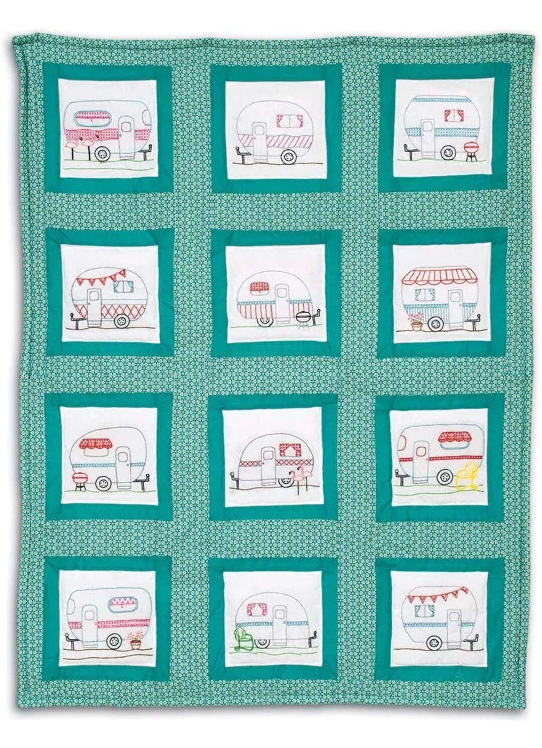 Jack Dempsey Themed Stamped White Quilt Blocks 9x9 12/pc-campers ...