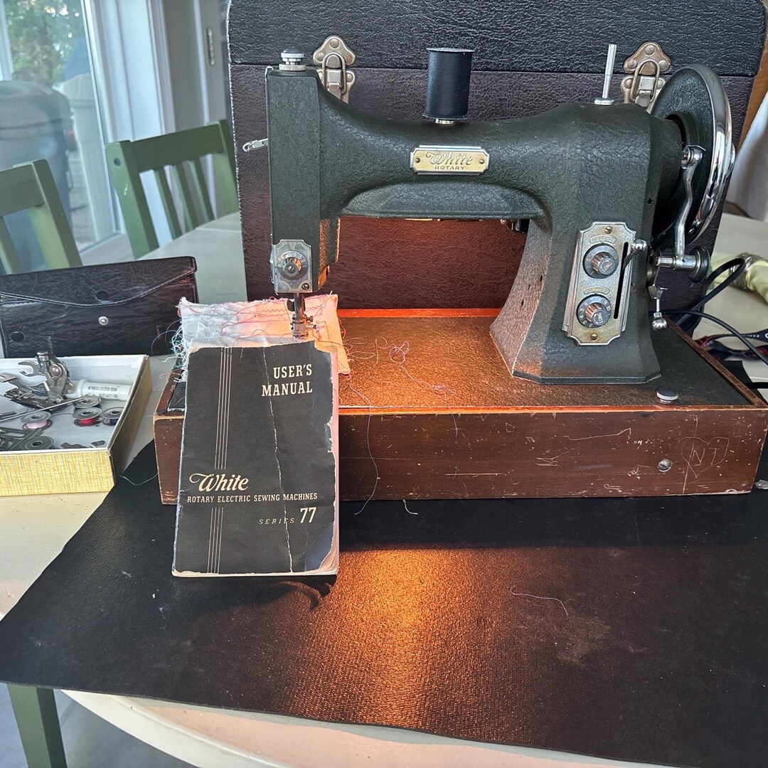 Vintage White Rotary Series 77 Sewing Machine, Case , Buttonholer ...