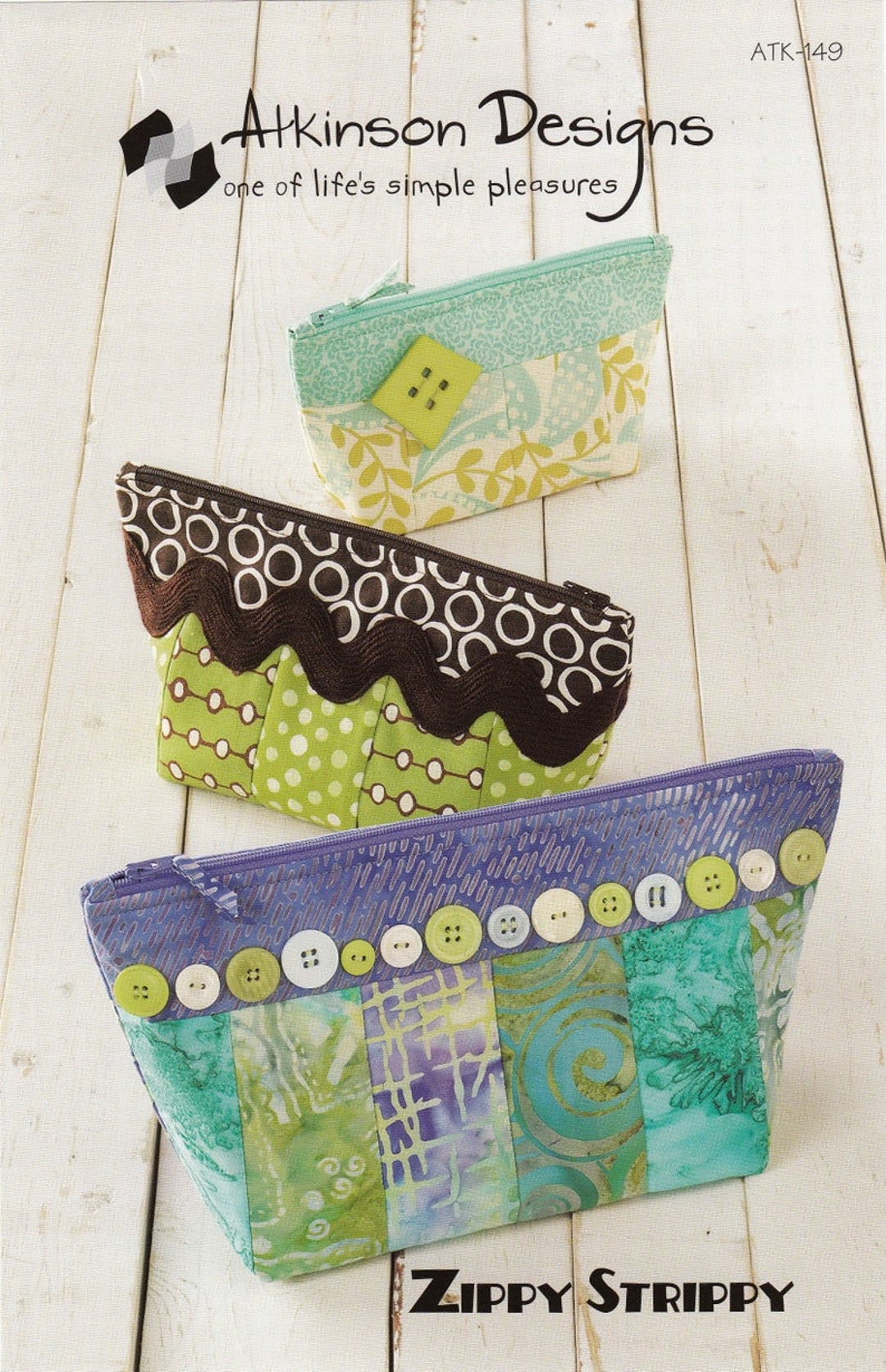 Zippy Strippy by Atkinson Designs, Zip Pouch Sewing Pattern, Zippered ...