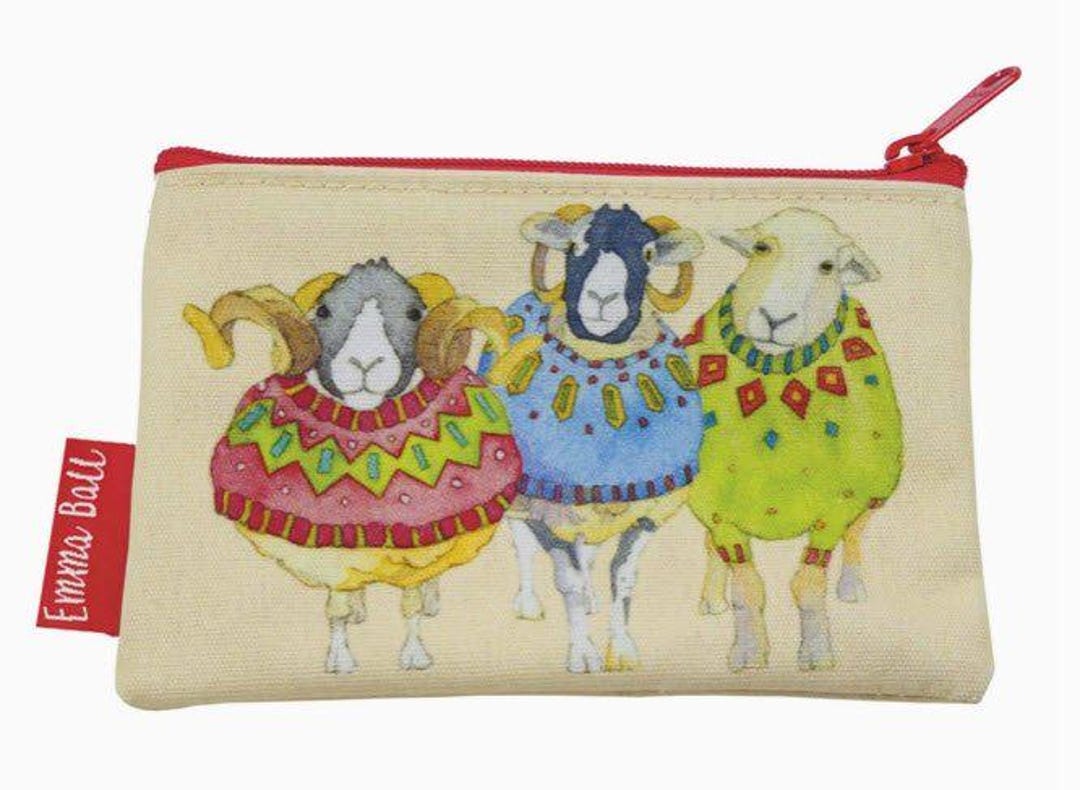 Sheep in Sweaters Zippered Coin Purse/ Small Notions Bag Adorable Fully ...